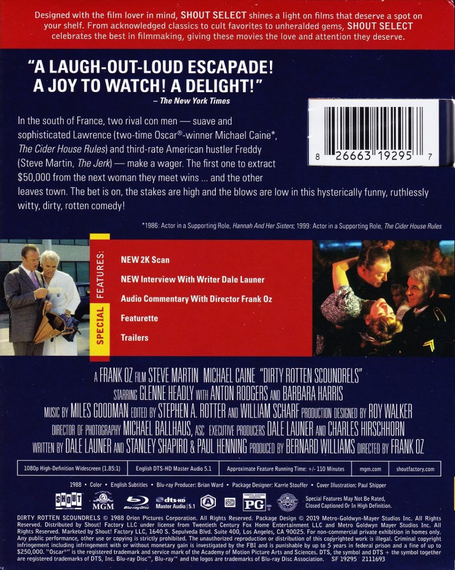 Blu-ray Review: DIRTY ROTTEN SCOUNDRELS (COLLECTOR’S EDITION) - No(R ...